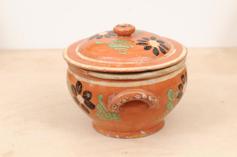 Rustic French 19th Century Glazed Terracotta Covered Baking Dish with ...