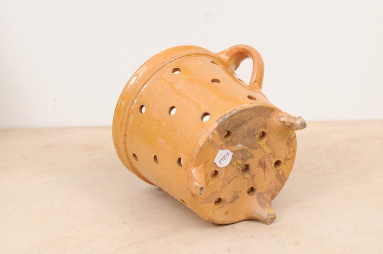 Rustic French 19th Century Pottery Vegetable Steamer with Yellow Glaze ...