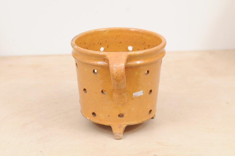 Rustic French 19th Century Pottery Vegetable Steamer with Yellow Glaze ...