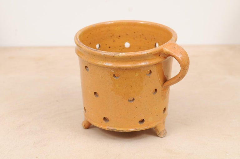 Rustic French 19th Century Pottery Vegetable Steamer with Yellow Glaze ...