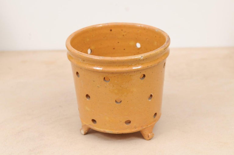 Rustic French 19th Century Pottery Vegetable Steamer with Yellow Glaze ...