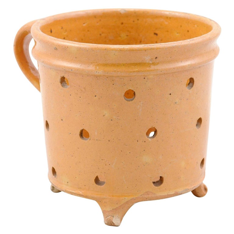 Rustic French 19th Century Pottery Vegetable Steamer with Yellow Glaze ...