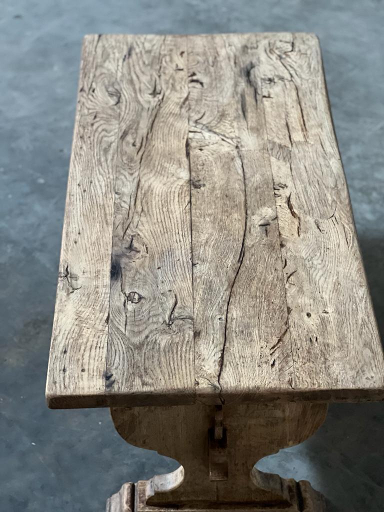 Rustic French Bleached Oak Coffee Table For Sale at 1stDibs