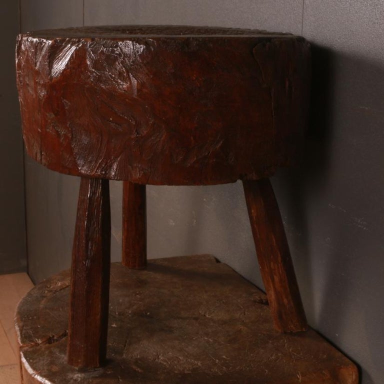 Rustic French Oak Side Table at 1stDibs