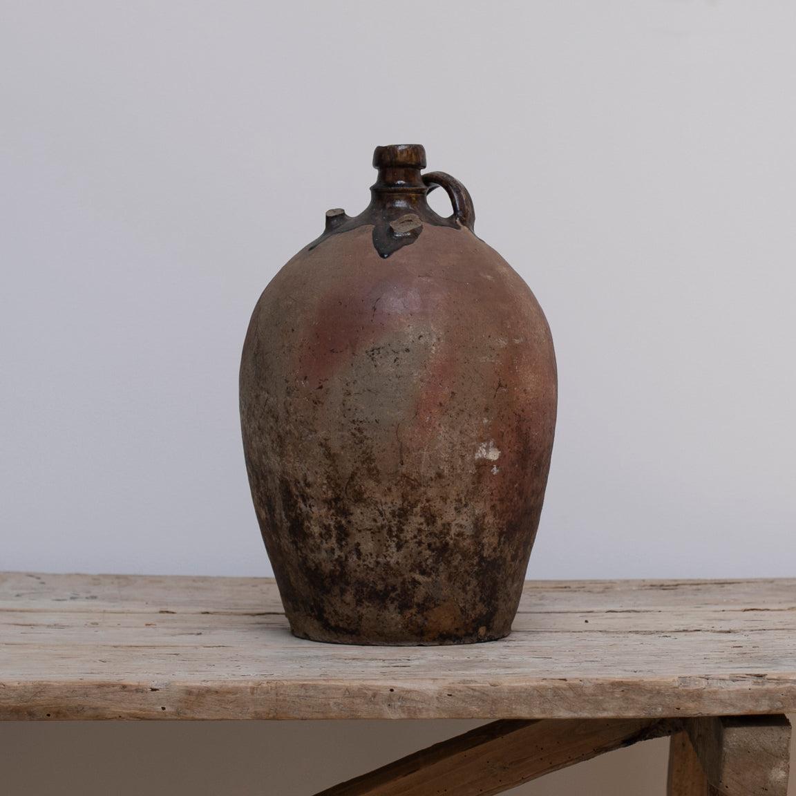 Rustic French Pottery Jug with Great Patina, Late 19th Century at 1stDibs