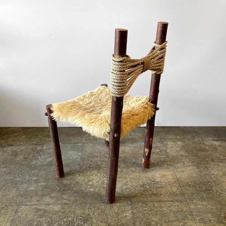 Rustic French Primitive Chair For Sale at 1stDibs
