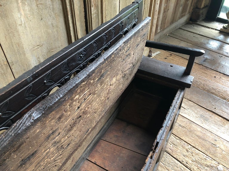 Rustic French Storage Bench at 1stDibs