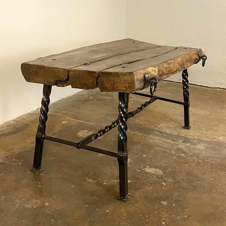Rustic French Wrought Iron and Timber Coffee Table at 1stDibs | wrought ...