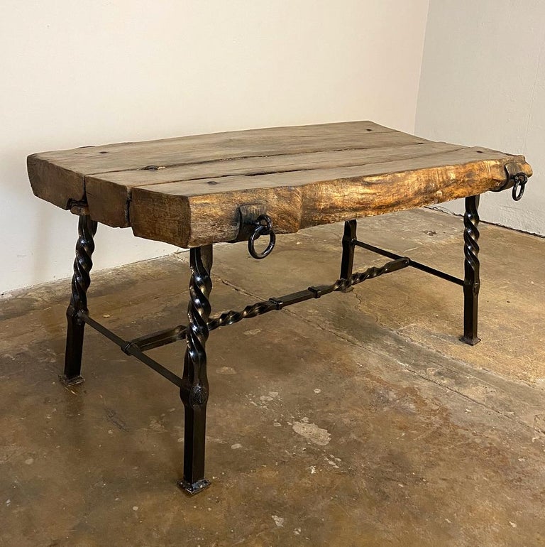 Rustic French Wrought Iron and Timber Coffee Table at 1stDibs | wrought ...