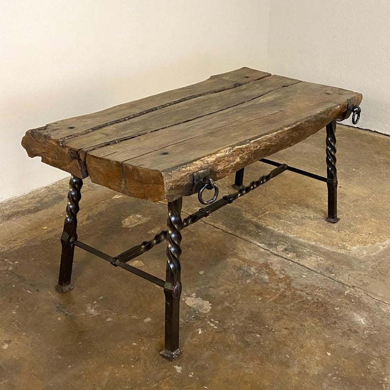 Rustic French Wrought Iron and Timber Coffee Table at 1stDibs | wrought ...