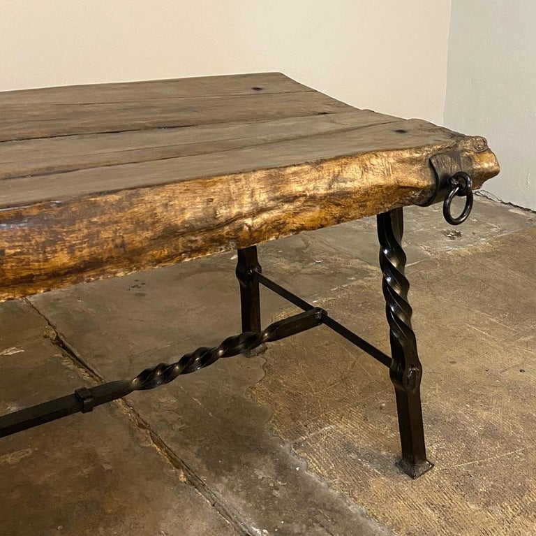 Rustic French Wrought Iron and Timber Coffee Table at 1stDibs | wrought ...