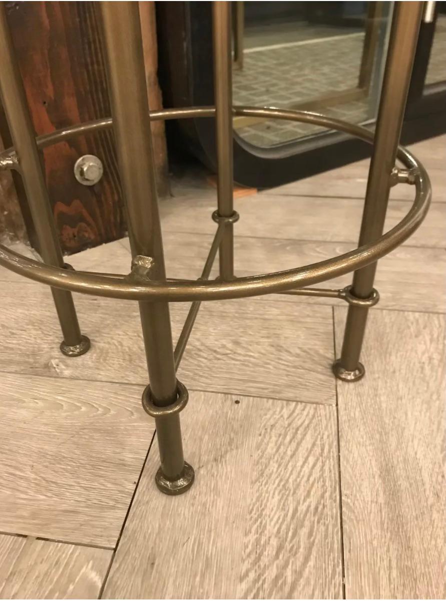 Rustic Gray Leather Counter Stool For Sale at 1stDibs