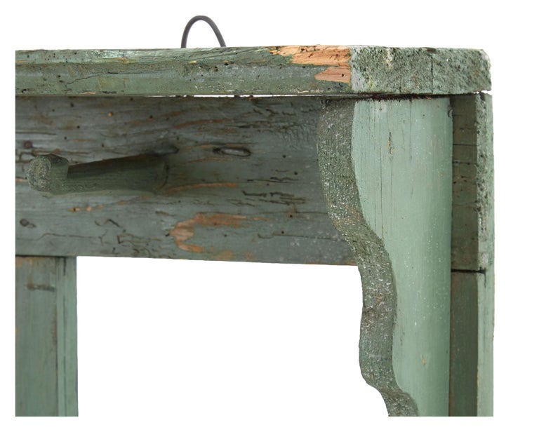 Rustic Green Painted Wall Coat Rack at 1stDibs