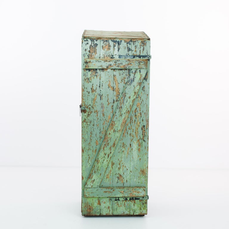 Rustic Green Patinated Wooden Locker at 1stDibs