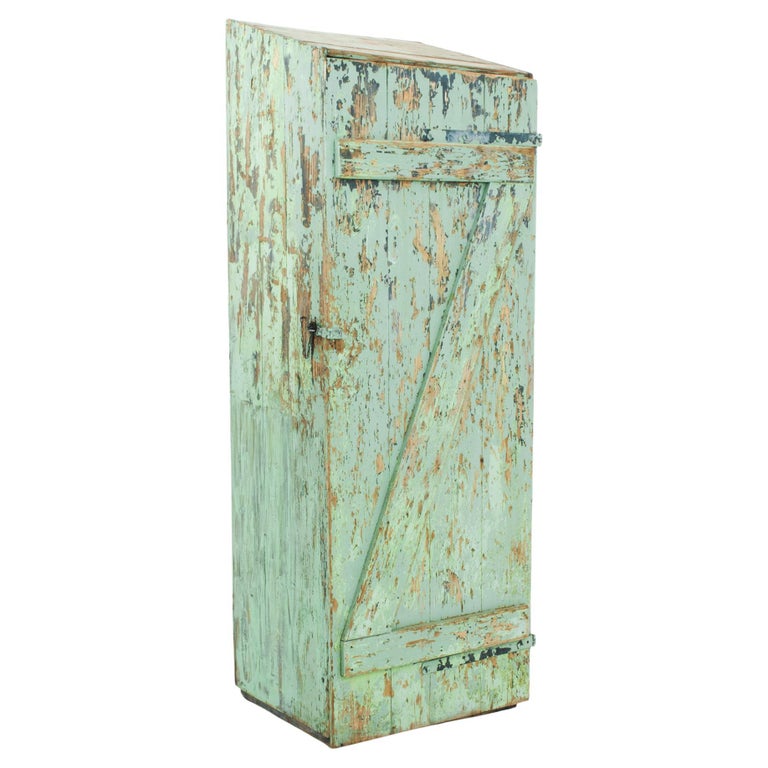 Rustic Green Patinated Wooden Locker at 1stDibs