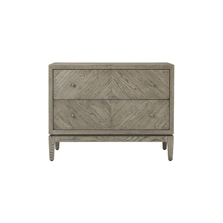 Rustic Greyed Oak Two Drawer Nightstand For Sale at 1stDibs