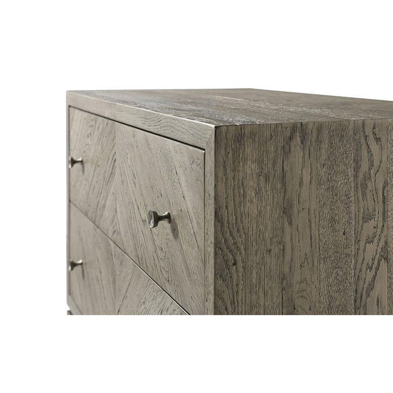Rustic Greyed Oak Two Drawer Nightstand For Sale at 1stDibs