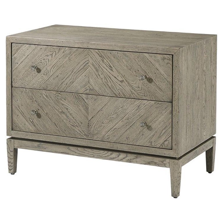 Rustic Greyed Oak Two Drawer Nightstand For Sale at 1stDibs