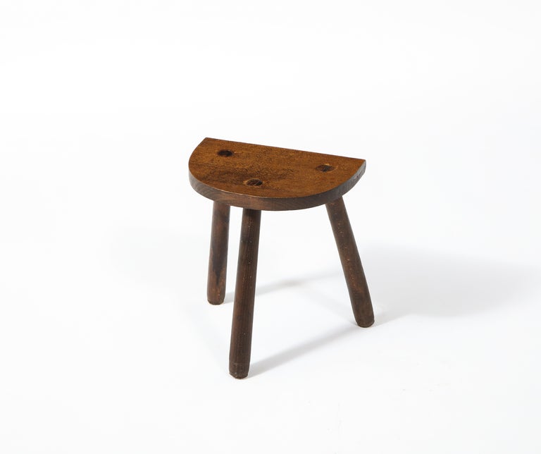 Rustic Half Round Farm Stool, France, 1960s For Sale at 1stDibs