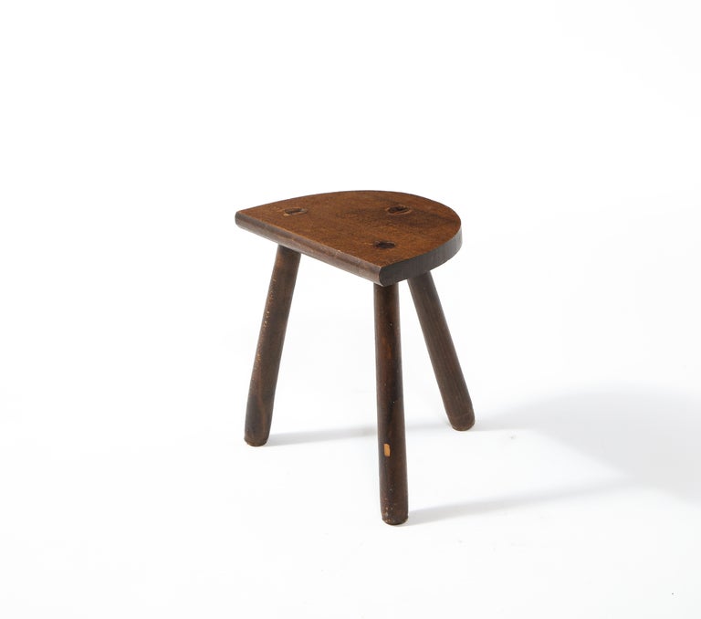 Rustic Half Round Farm Stool, France, 1960s For Sale at 1stDibs