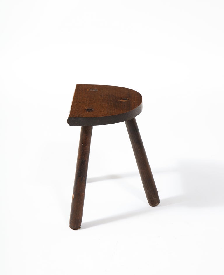 Rustic Half Round Farm Stool, France, 1960s For Sale at 1stDibs