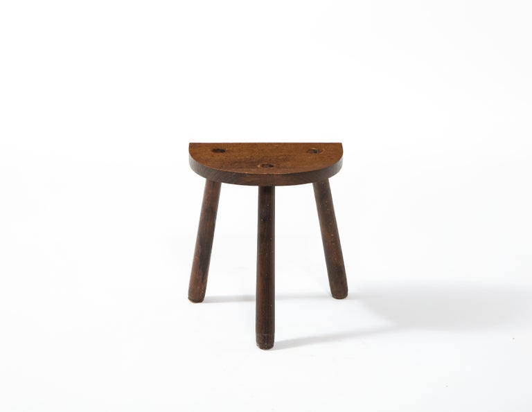 Rustic Half Round Farm Stool, France, 1960s For Sale at 1stDibs