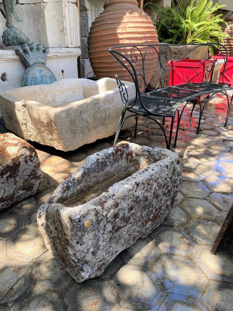 Rustic Hand Carved Stone Container Jardinière Trough Basin Planter ...