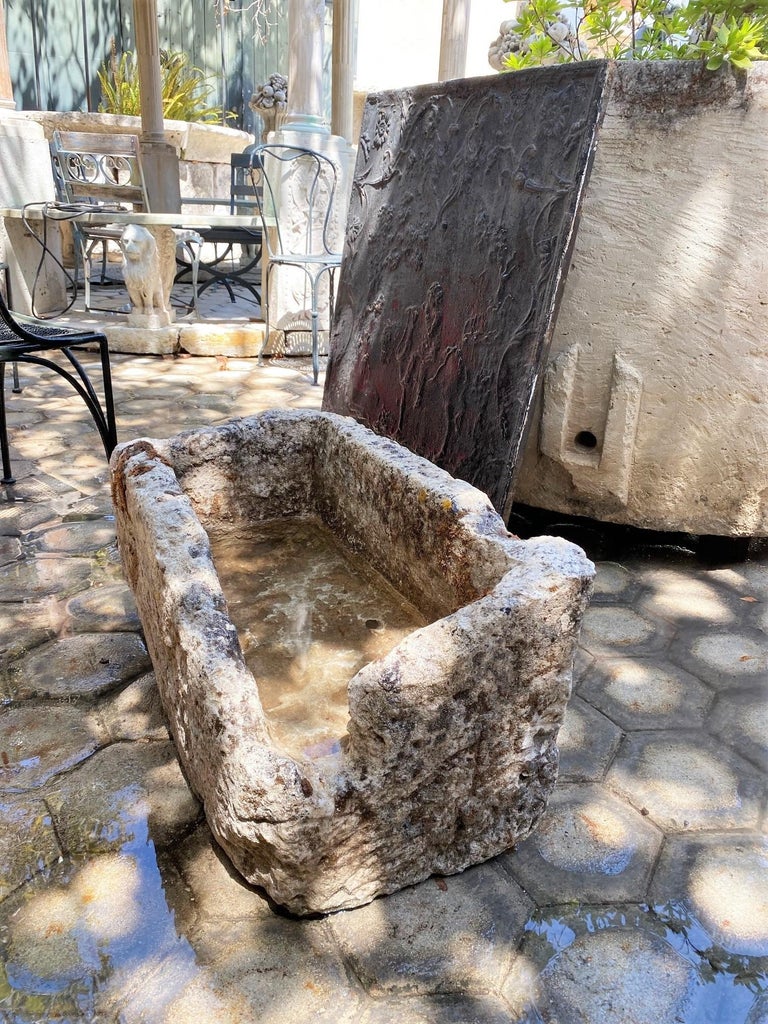 Rustic Hand Carved Stone Container Jardinière Trough Basin Planter ...