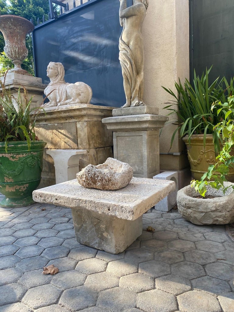 Rustic Hand Carved Stone Garden Coffee Farm Patio Table Outdoor Indoor ...