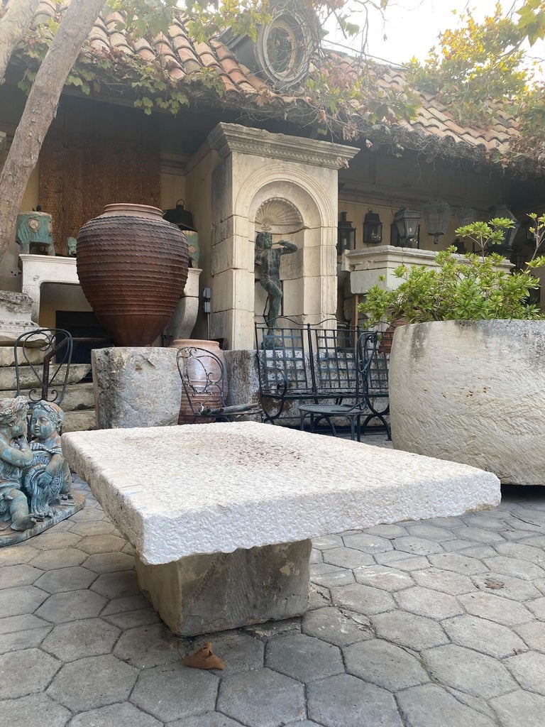 Rustic Hand Carved Stone Garden Coffee Farm Patio Table Outdoor Indoor ...