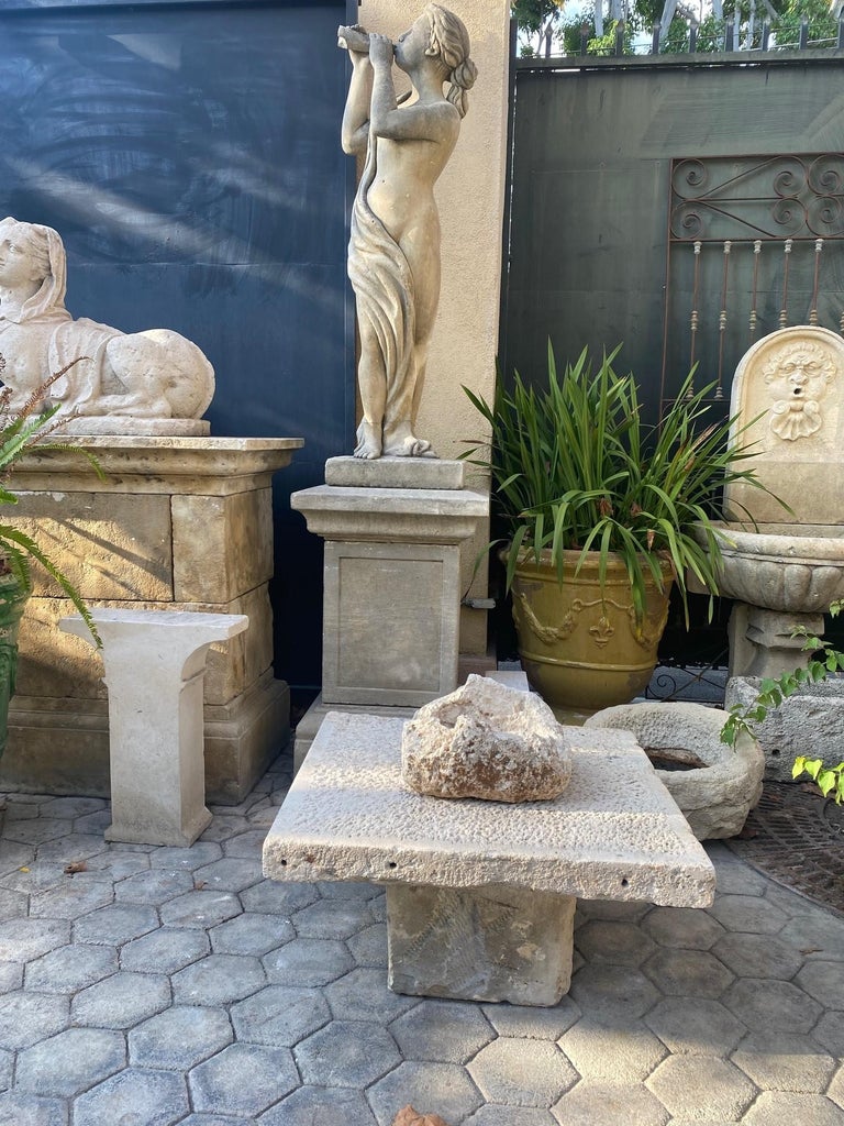 Rustic Hand Carved Stone Garden Coffee Farm Patio Table Outdoor Indoor ...