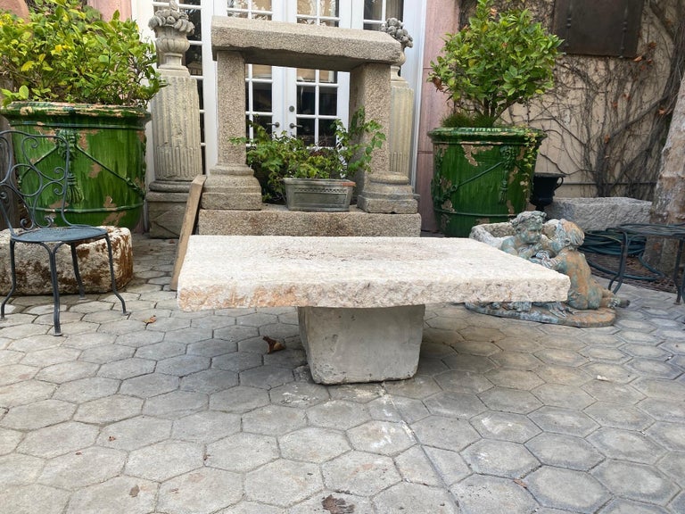 Rustic Hand Carved Stone Garden Coffee Farm Patio Table Outdoor Indoor ...