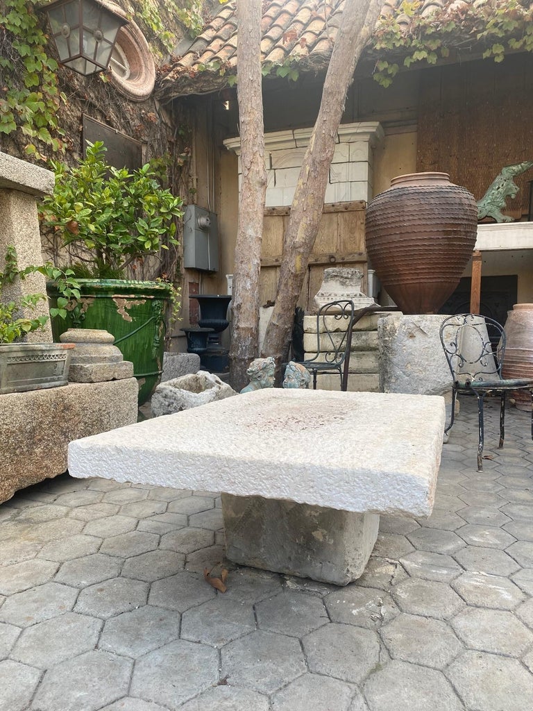 Rustic Hand Carved Stone Garden Coffee Farm Patio Table Outdoor Indoor ...
