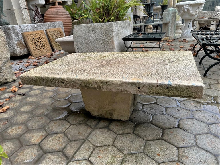 Rustic Hand Carved Stone Garden Coffee Farm Patio Table Outdoor Indoor ...