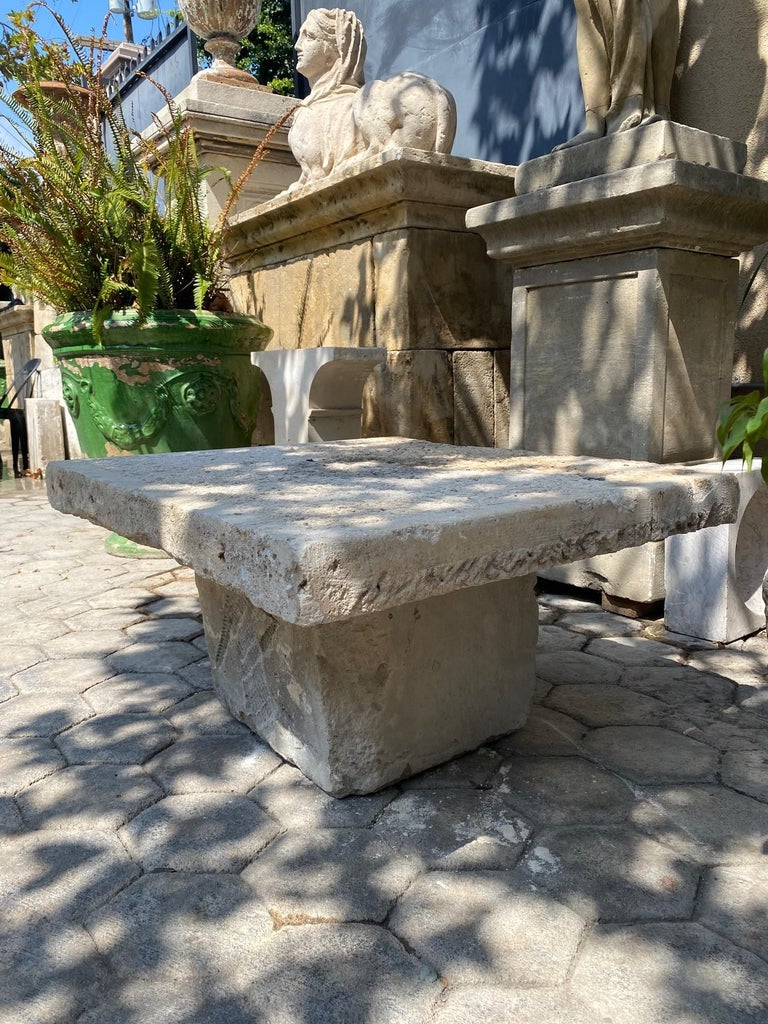 Rustic Hand Carved Stone Garden Coffee Farm Patio Table Outdoor Indoor ...