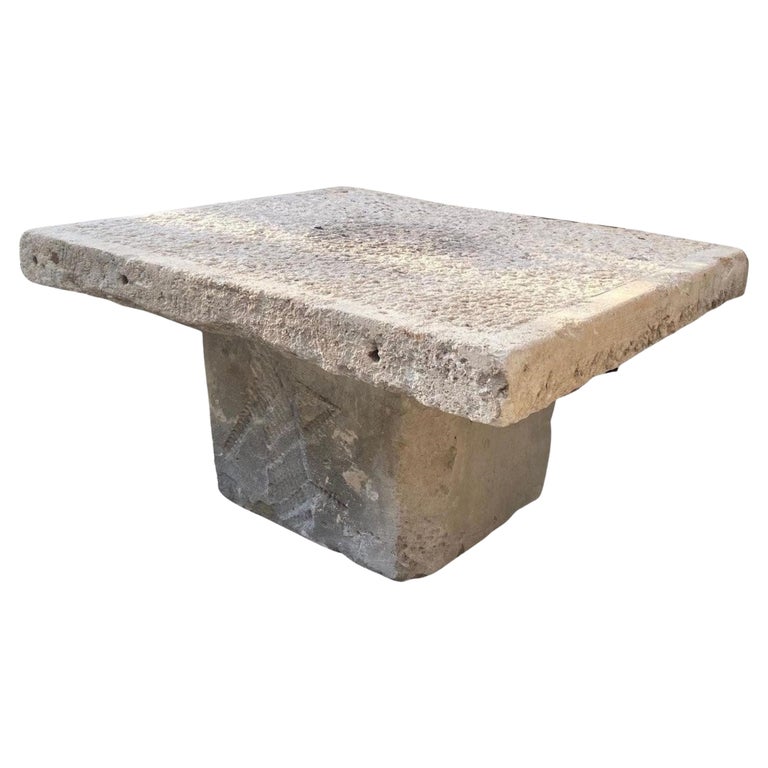 Rustic Hand Carved Stone Garden Coffee Farm Patio Table Outdoor Indoor ...