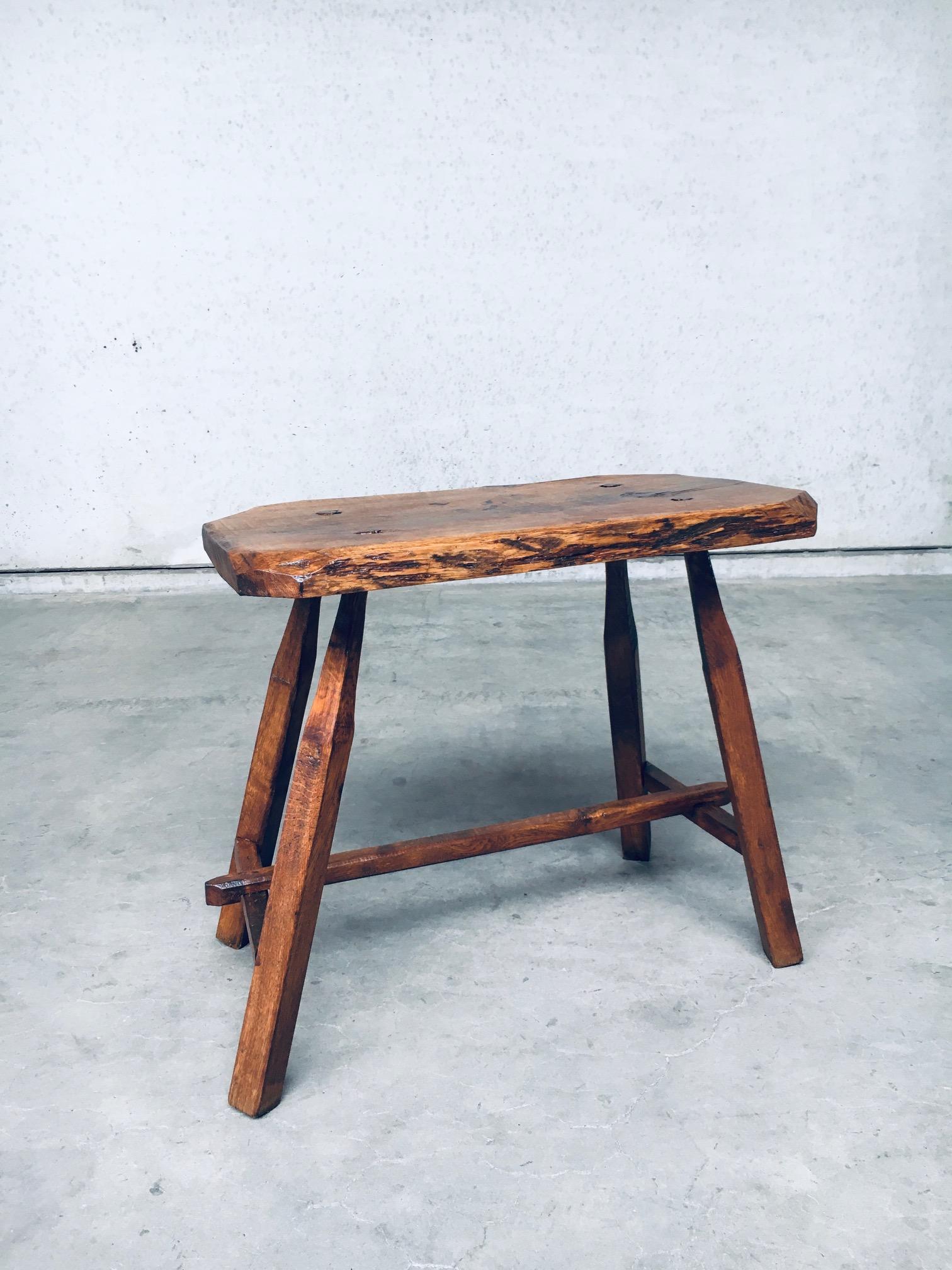 Rustic Handcrafted Wabi Sabi Oak Side Table, Belgium, 1930's For Sale ...