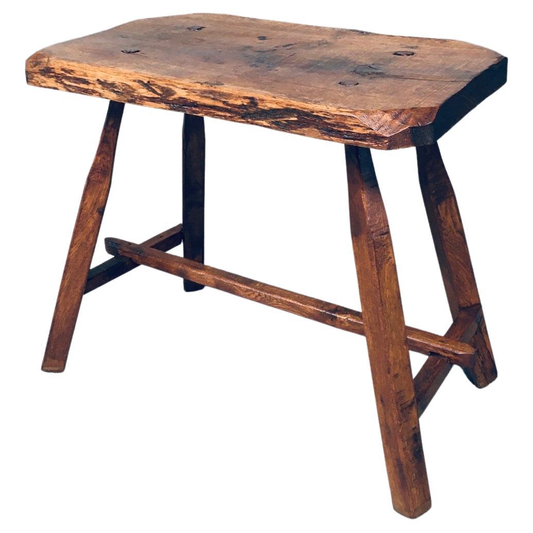 Rustic Handcrafted Wabi Sabi Oak Side Table, Belgium, 1930's For Sale ...