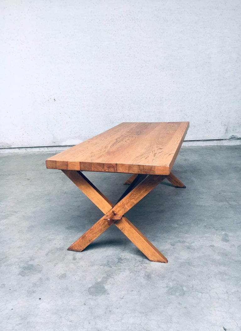 Rustic Handcrafted X Frame Heavy Oak Dining Table, France 1940's For ...