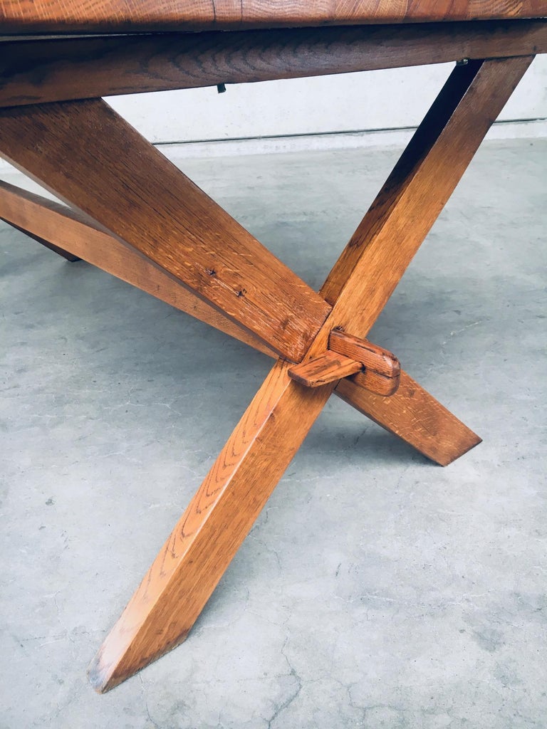 Rustic Handcrafted X Frame Heavy Oak Dining Table, France 1940's For ...
