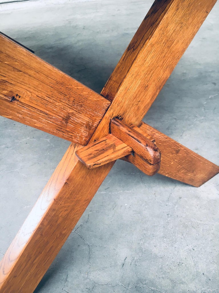 Rustic Handcrafted X Frame Heavy Oak Dining Table, France 1940's For ...