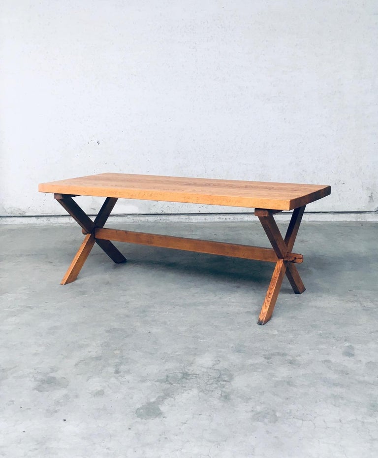 Rustic Handcrafted X Frame Heavy Oak Dining Table, France 1940's For ...