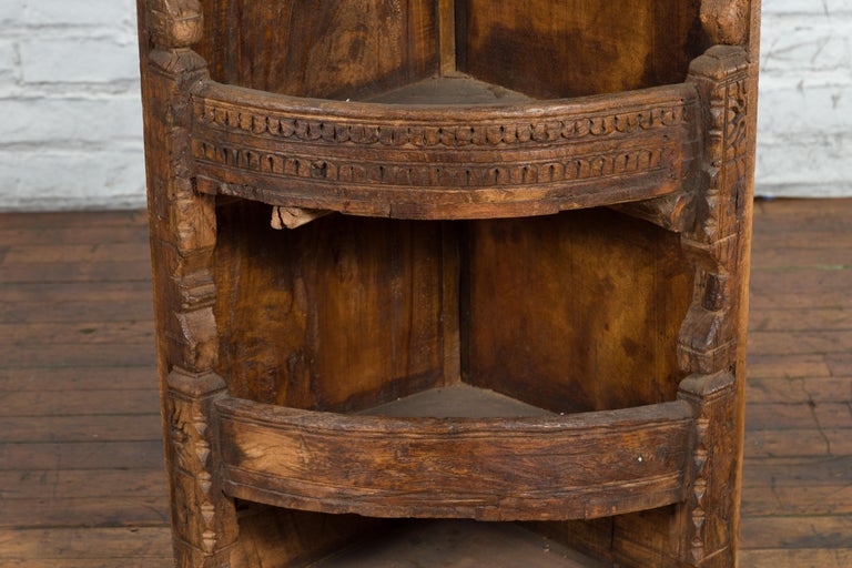 Rustic Indian 19th Century Corner Cabinet with Carved Motifs and ...