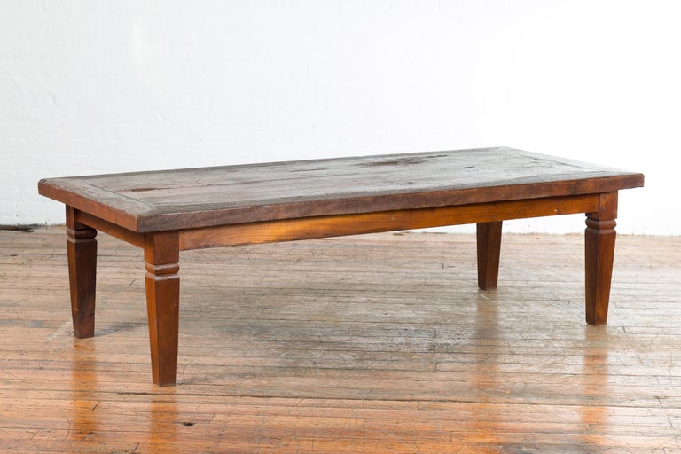 Rustic Indonesian 19th Century Coffee Table with Tapered Legs at ...