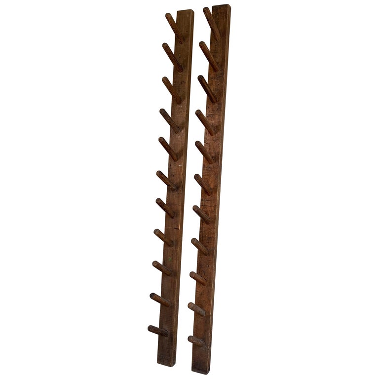 Rustic Industrial Pegged Pine Wall Racks at 1stDibs