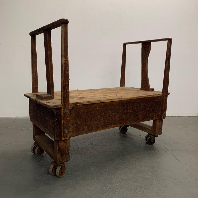 Rustic Industrial Rolling Lumber Cart For Sale at 1stDibs