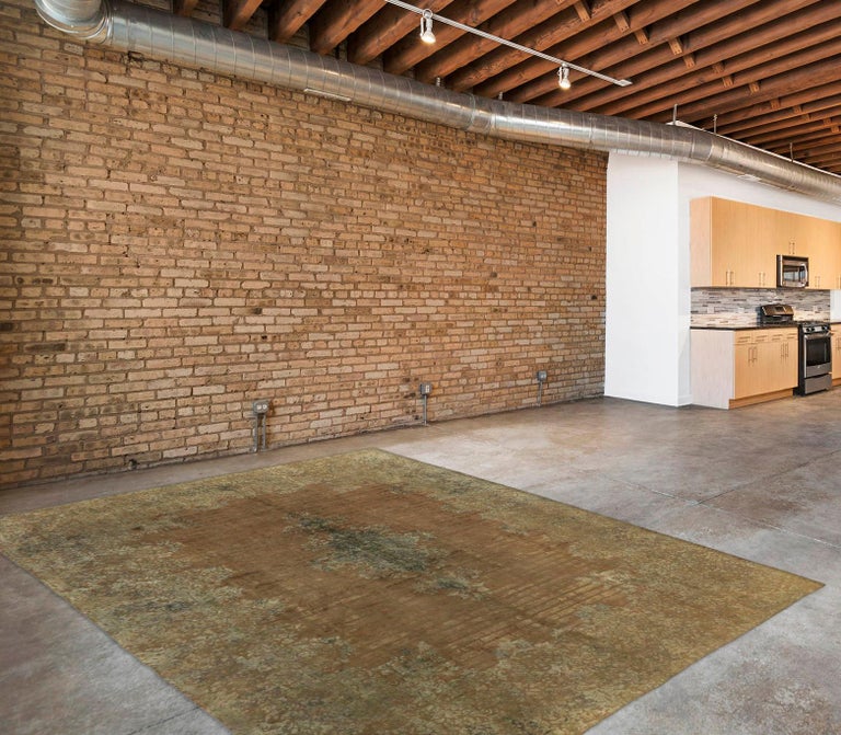 Distressed Vintage Turkish Rug with Rustic Modern Brick Design For Sale ...