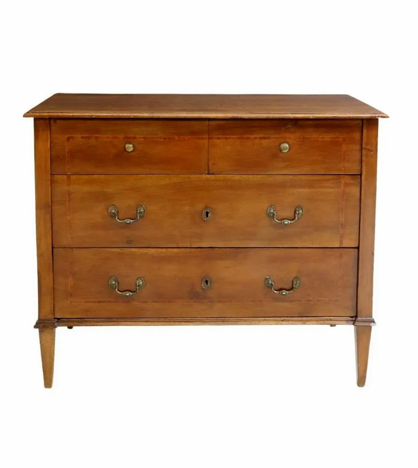 Rustic Italian Antique Neoclassical Banded Walnut Chest of Drawers ...