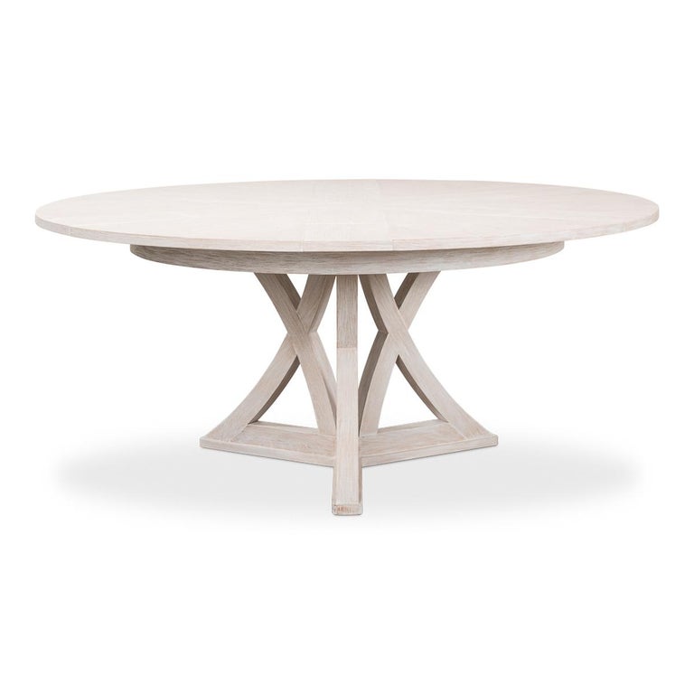 Rustic Round Dining Table - Whitewash White For Sale at 1stDibs