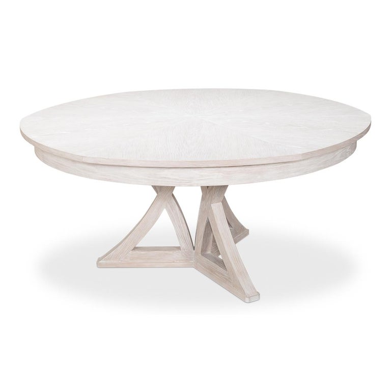 Rustic Round Dining Table, Whitewash White For Sale at 1stDibs